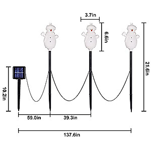 Solar Christmas Lights Outdoor, Set of 3 Snowman Solar Powered Christmas Decorations, Waterproof Pathway Stake Lights for Patio, Yard, Garden, Lawn Christmas Winter Decor (Warm White) (Set of 3)