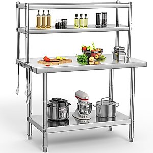 YITAHOME NSF Stainless Steel Table with Overshelves, 36" X 24" Work Table with 36" X 12" Shelf, Metal Table Prep Table for Home Kitchen Restaurant Garage Warehouse