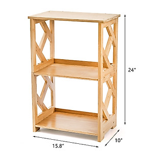 Frcctre 3-Tier Bamboo End Table Side Table Bedside Nightstand, 2 Shelf Small Bookshelf Bookcase, Multifunctional Display Rack Storage Stand for Bathroom, Bedroom and Living Room