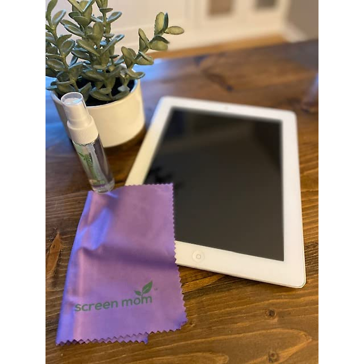 Screen Mom 1oz Screen Cleaner Spray 3 Pack - for Laptop, Computer Monitor, Phone Cleaner, iPad, Eyeglass, LED, LCD, TV - Includes 3 1oz Spray and 3 Purple Cleaning Cloths