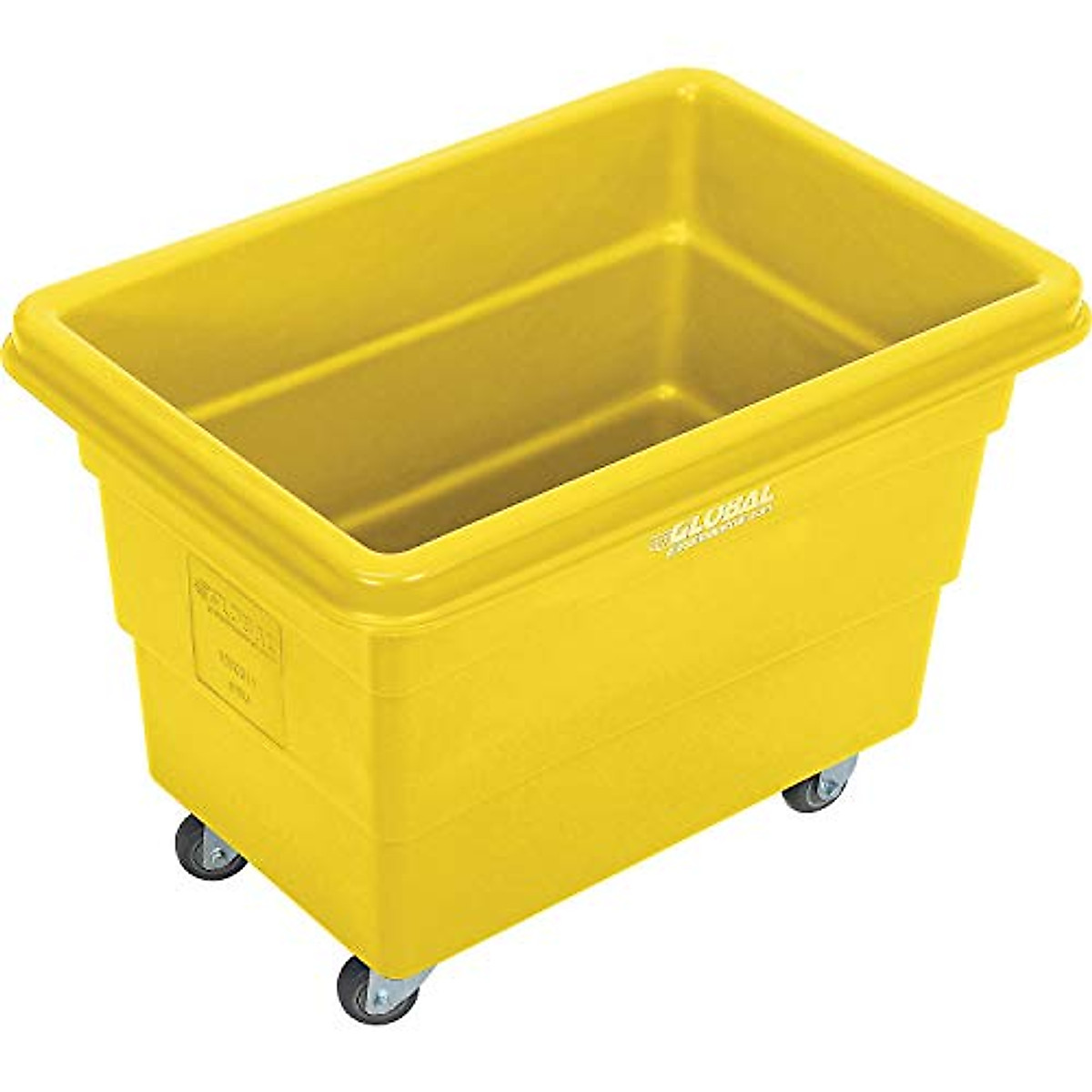 Global Industrial 6 Bushel Plastic Bulk Box Truck, Direct Mount Base, Yellow, 33-2/5"L x 23" W x 24-1/2"H