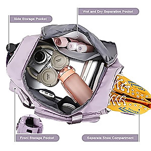 WOOMADA Foldable Travel Duffel Bag with Shoes Compartment, Overnight Bag with Wet Pocket & Trolley Sleeve, Gym Bags for Women Waterproof & Tear Resistant（brown leopard）