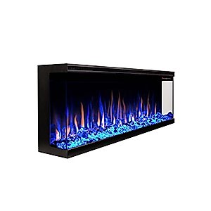 Touchstone Sideline Infinity 3-Sided Smart 50-inch WiFi-Enabled Electric Fireplace - 80045 - Built-in - 60 Color Combinations - 1500/750 Watt Heater (68-88°F Thermostat) - Black - Log & Crystals