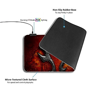 Horde RGB Soft Gaming Mouse Pad Large Oversized Glowing Led Extended Mousepad Non-Slip Rubber Base Computer Keyboard Pad Mat 31.5X 11.8in