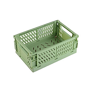 Storage Basket Collapsible Large Capacity Plastic Foldable Home Crate Box for Daily Used Valentine's Day/Mother's Day/Wedding/Anniversary/Party/Graduation/Christmas/Birthday Gifts - Green S