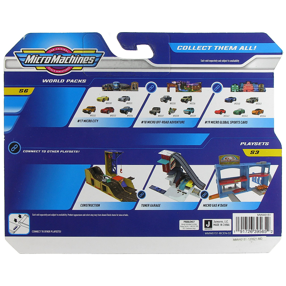 Micro Machines 2022 Series 6 World Pack #17 Micro City: Pontiac GXP, Cadillac CTS-V, Land Rover Discovery, Jaguar XFR-S, Silverado