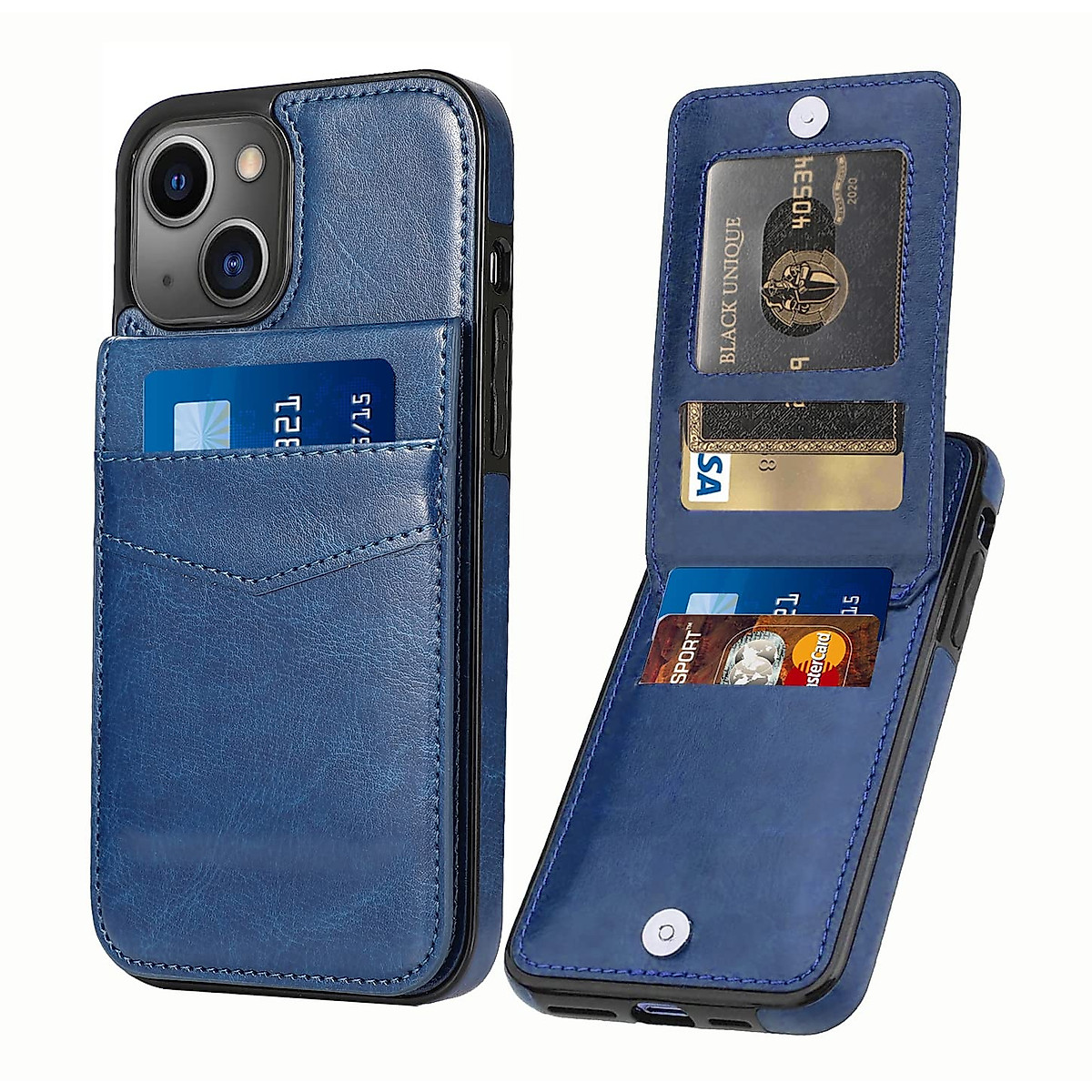 Seabaras iPhone 14 Wallet Case with Credit Card Holder for Women Men PU Leather Wallet Case for iPhone 14 Case 6.1 inch (Blue)