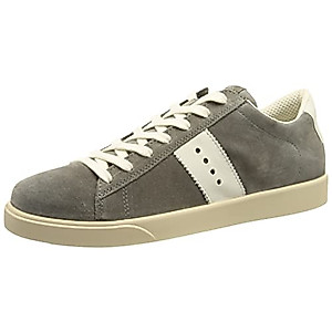 ECCO Women's Street Lite Retro Sneaker, Steel/White Suede, 8-8.5