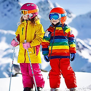 Boao Kids Snow Ski Gloves Winter Waterproof Warm Snowboard Mittens for Girl and Boy (Pink,5-10 Years)