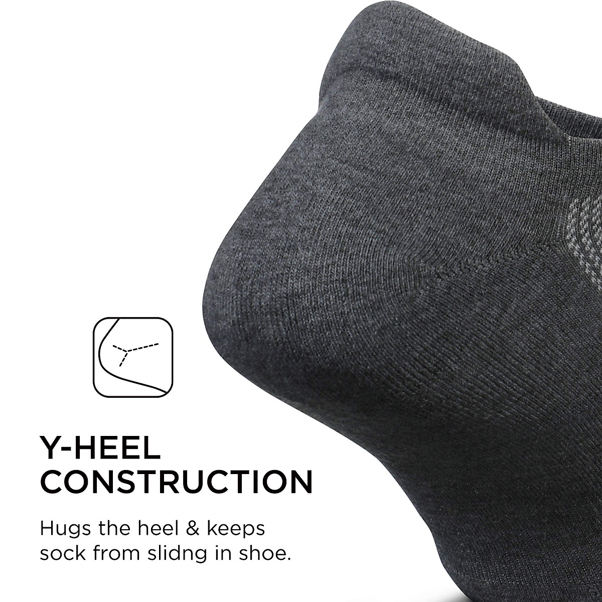 Feetures High Performance Max Cushion Ankle Sock - No Show Socks for Women & Men with Heel Tab - Heather Gray, S (1 Pair)