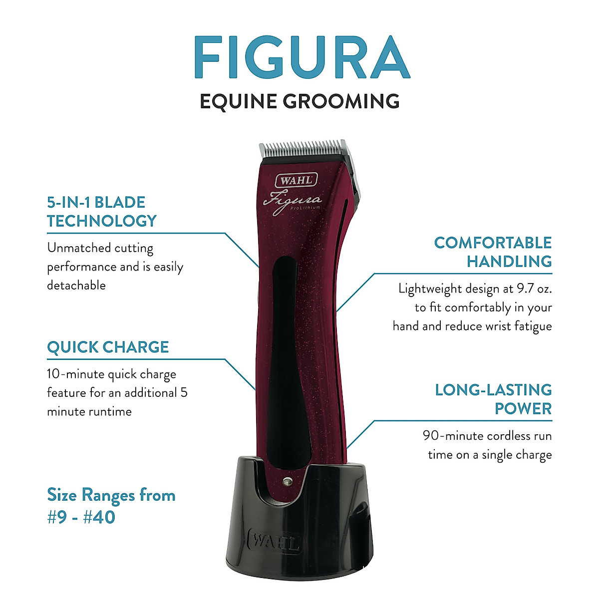 Wahl Professional Animal Figura Equine Horse Cordless Clipper Kit - Metallic Red