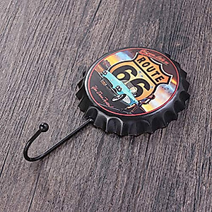 ULTNICE Retro Iron Beer Bottle Cap Decorative Wall Hooks, Key Holders Creative Bag Organizer Hanging Hooks Bar Decoration Clothes Rack Wall Hook 2PCS (Style 51213, Style 51214)