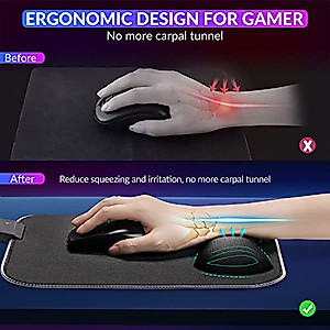 Gimars RGB Mouse Pad with Wrist Rest Support,12 x 10 inch Extra Large Ergonomic Gaming Mouse Pad with 11 LED Lighting Modes,Non-Slip Rubber Base,Lycra Fabric for Laptop, Computer, PC Gaming