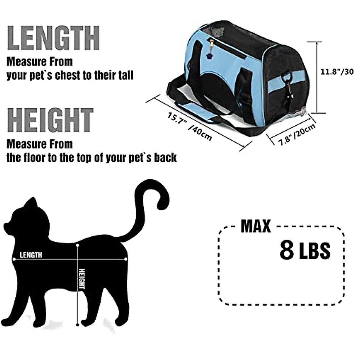 ZaneSun Cat Carrier,Soft-Sided Pet Travel Carrier for Cats,Dogs Puppy Comfort Portable Foldable Pet Bag Airline Approved (Small Blue)