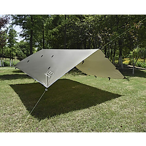 Gold Armour Rainfly Tarp Hammock, Premium 14.7ft/12ft/10ft/8ft Rain Fly Cover, Waterproof Ultralight Camping Shelter Canopy, Survival Equipment Gear Camping Tent Accessories (OD Green 12ft x 10ft)