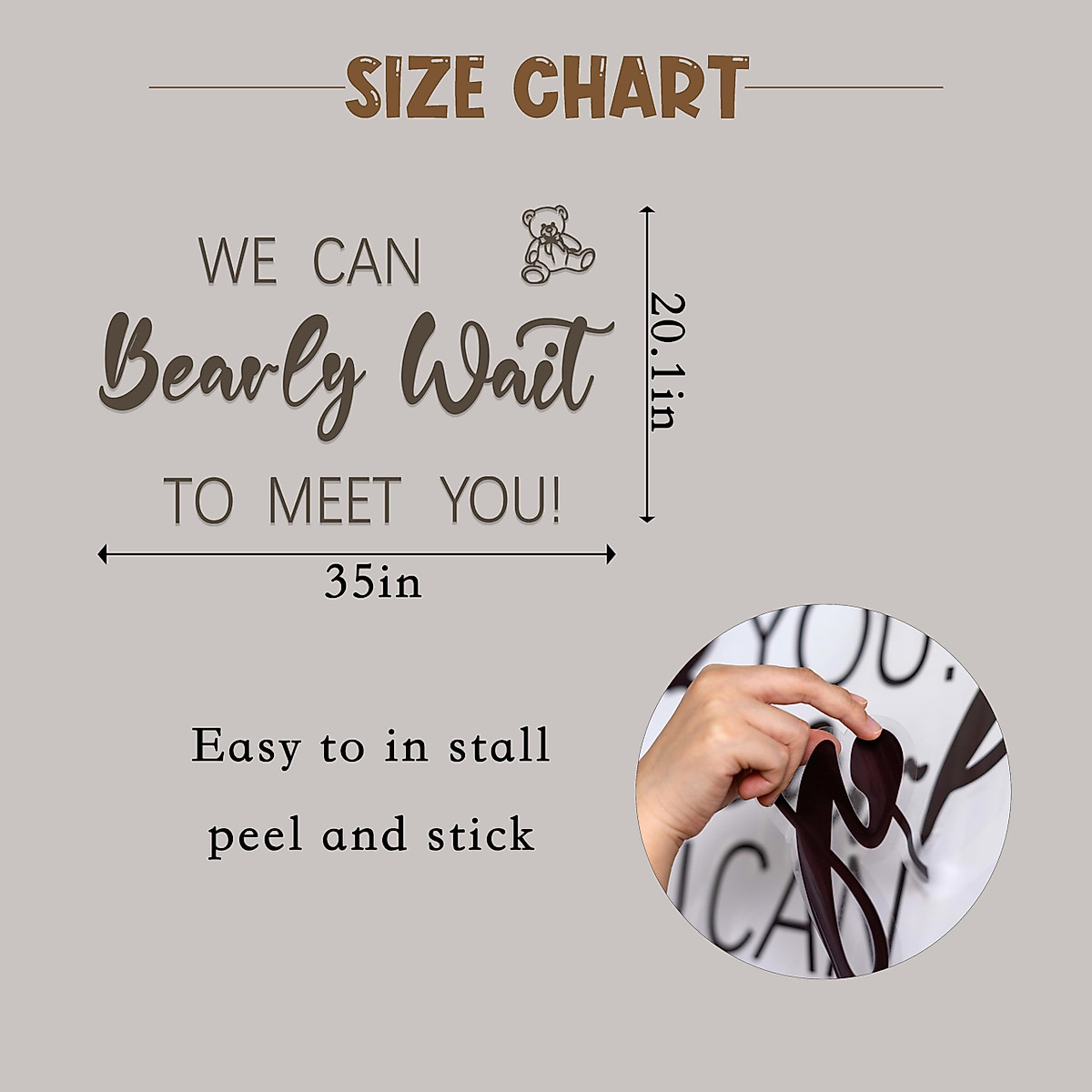 We can Bearly Wait to Meet You Baby Shower Party Decorations - Baby Shower Decal for Balloon Arch, Bear Theme Baby Shower Stickers Decal Sign