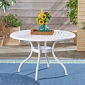 Christopher Knight Home Simon Outdoor Aluminum Round Dining Table, White