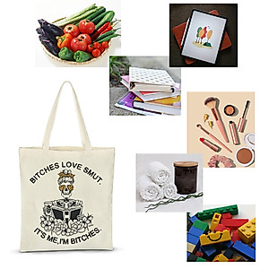 ZJXHPO Smut Slut Tote Bag Smut Book Lover Shoulder Bag Spicy Book Reader Reusable Grocery Shopping Bag Dark Romance handbag (Smut Bitches Tote bag)