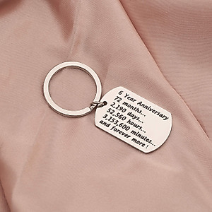 BEKECH Wedding Anniversary Keychain Happy 2rd 6th 7th Anniversary Keyring Gift Wedding Anniversary Keepsake for Him Her Anniversary Jewelry(silver 6year)