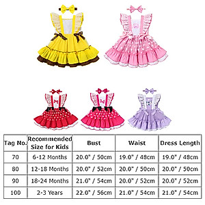 Toddler Baby Girl Ruffle Tutu Dress First Birthday Cake Smash Outfits Princess Polka Dot Bowknot Rainbow Floral Pageant Tea Party Dresses Baby Easter Baptism Dress Up Yellow Floral 12-18 Months