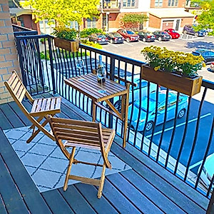 Patio Wise Outdoor Folding Patio Chair Set, 2 Foldable Acacia Wood Seats, Backyard, Balcony, Porch, & Garden Furniture, 15-1/2-Inches Wide x 15-3/4-Inches Deep x 32-Inches High, Teak