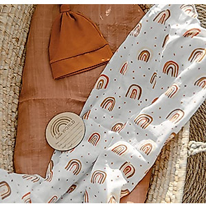 Baby Muslin Baby Swaddle Blanket Rainbow Print, Luxurious, Soft and Silky, 70% Bamboo 30% Cotton 47x47inch，Neutral Receiving Blanket  Receiving Swaddlinget for Boys & Girls