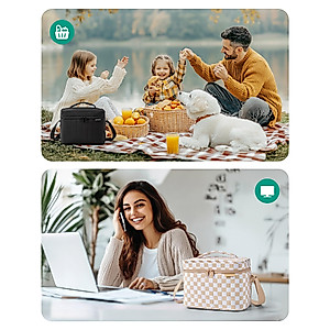 BAGSMART Lunch Box for Women Insulated Lunch Bag Cute Puffer Lunch Tote Bags Lightweight Quilted Reusable Cooler for Work Picnic or Travel (Dusky Pink)