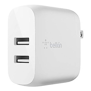 Belkin 24W Dual Port USB Wall Charger - iPhone Fast Charging - USB Charging Block for Power Bank, iPhone 14, iPhone13, iPhone 12, iPhone 11, iPad Pro, Samsung & More, iPhone Cable Not Included