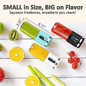 BESNOOW Portable Blender, Personal Blender for Shakes and Smoothies, 4000mAh USB Rechargeable, BPA Free 15.2 Oz 450ML Juicer Cup with 6 Blades and Lid, Portable Juicer for Kitchen/Travel/Gym(Black)