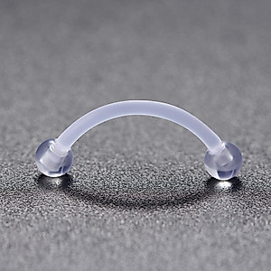 6ixGosh 16g Curved Barbell Bridge Eyebrow Piercing Retainer Jewelry, Snake Eyes Tongue Rings, Bioflex Plastic Clear Piercing Retainer Belly Button Ring, Plastic, plastic