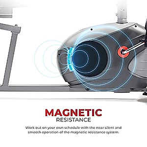 Sunny Health & Fitness Smart Magnetic Recumbent Exercise Bike Trainer w/Arm Exerciser for Full Body Workout, Indoor Cardio Cycling Machine for Seniors, Bluetooth Link to SunnyFit App-SF-RB420031