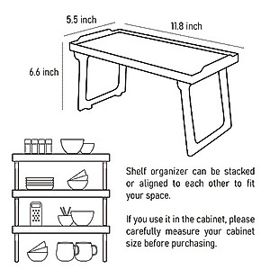 EDNA HOME Cabinet Shelf Organizer, Elegant Stacking Cabinet Rack, 5.5in x 11.8in, Sturdy Plastic Pantry and Counter Shelf for Kitchen, Closet, Bathroom, Bedroom, Office, Made in Europe, 1-Pack