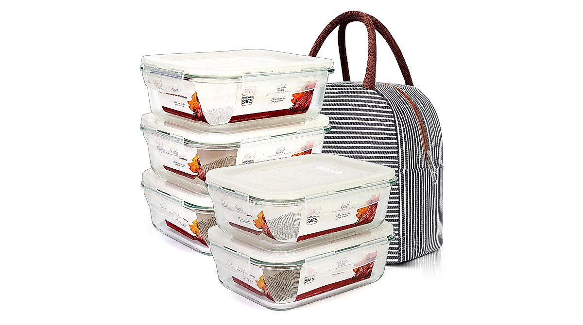 DAS TRUST 5-Pack Glass Food Storage Containers