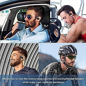 MeloAudio Open-Ear Headphones Bluetooth Earbuds, Running Headphones with Noise Cancellation Mic, Bass Up, Waterproof, Secure Fit, Super Lightweight Wireless Headphones for Gym, Workout, Sports