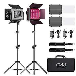 GVM RGB LED Video Light with Bluetooth Control, 60W Photography Studio Lighting Kit with Stands, 2-Packs 880RS Dimmable Led Panel Light for Youtube, Streaming, Gaming, 8 Applicable Scenes, CRI97