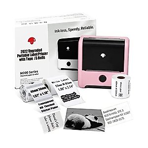 Memoking M200 Label Maker Machine with Tape 3 Rolls - Portable Label Printer for Labeling Products - Bluetooth Label-Maker Wireless - Thermal Barcode Label Printer for Clothes,Address,Jars,Album,Cable