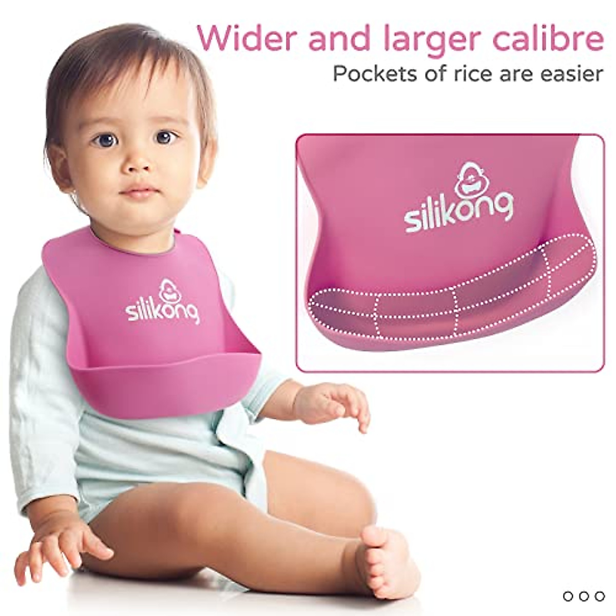 Silicone Bibs for Babies with Crumb & Drip Catcher Pocket | For Babies & Toddlers | Waterproof, Easy to Clean | 2 Colors Set (Pink/Gray)