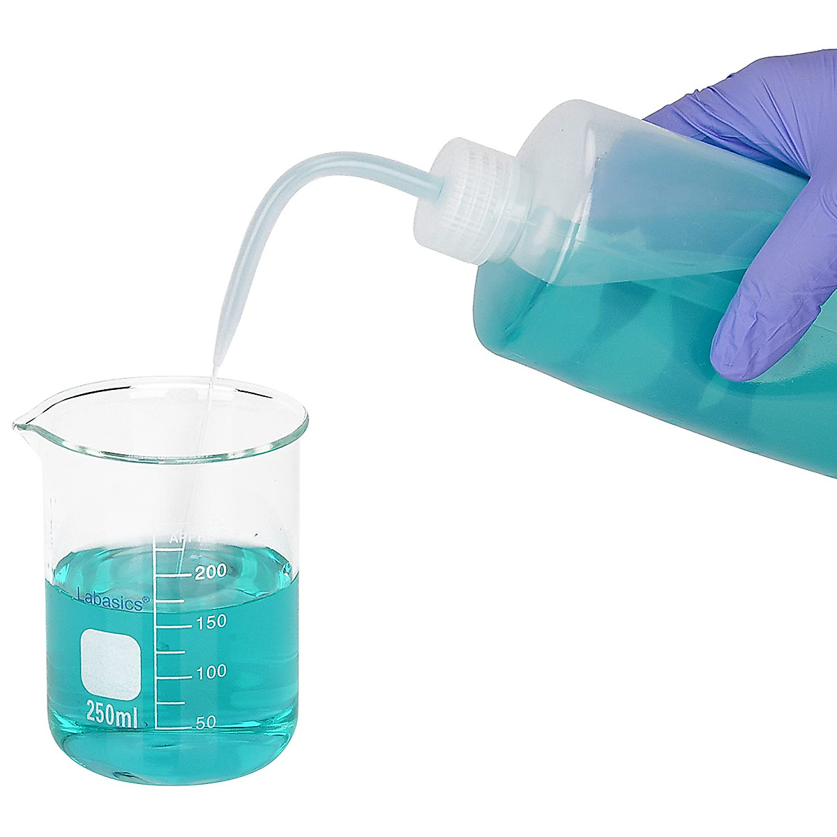 Labasics Chemical Wash Bottle, 3-Pack Plastic Safety Lab Squeeze Wash Bottle, LDPE with Narrow Mouth, 250 ml (8 oz)/3 Bottles