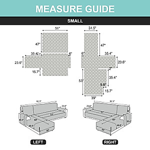Genina Sectional Couch Covers for Dogs L Shaped Sofa Covers Chaise Lounge Cover Reversible Couch Covers for Sectional Sofa L Shape Furniture Protectors Cover for Pets, Kids (Dark Gray, Small)