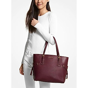 Michael Kors Voyager Small Pebbled Leather Tote Bag (Merlot)