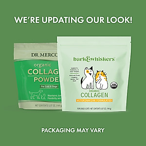 Bark & Whiskers Organic Collagen for Dogs & Cats, 5.07 oz. (144 g), 30 Scoops, Organic Grass-Fed Beef, Supports Mobility & Skin Health, Veterinarian Formulated, Certified USDA Organic, Dr. Mercola