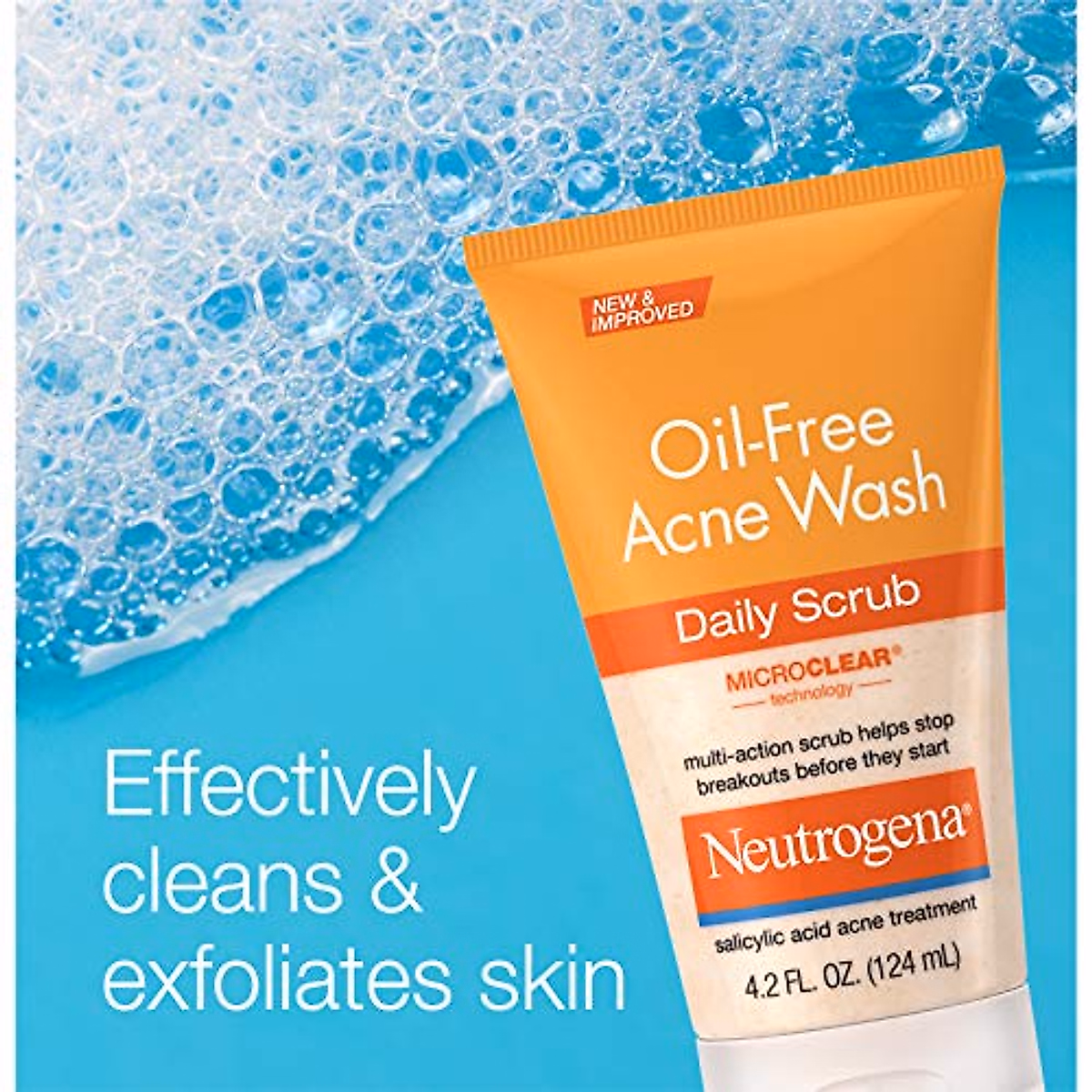 Neutrogena Oil-Free Acne Face Scrub, 2% Salicylic Acid Acne Treatment Medicine, Daily Face Wash to help Prevent Breakouts, Oil Free Exfoliating Facial Cleanser for Acne-Prone Skin, 4.2 fl. oz