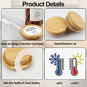 AISIPRIN 24 Pcs Glass Spice Jars with Bamboo Airtight Lids and 403 Labels - 4oz Small Storage Containers,Salt and Pepper Shakers for Kitchen, Seasoning, Herb - Funnel and Marker Included