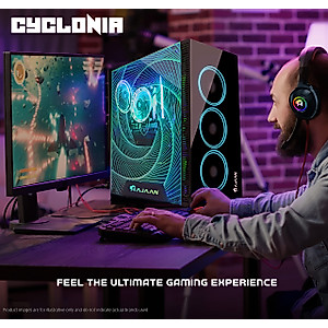 HAJAAN Gaming PC CYCLONIA Tower Computer Desktop - AMD Ryzen 7 5700G Processor Up to 4.6GHz - GeForce RTX 3060 12GB GDDR6-32GB DDR4-1TB SSD - Windows 11 Pro - Wi-Fi & VR Ready