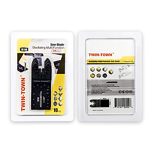 TWIN-TOWN 10PCS Wood/Metal Bi-Metal Oscillating Multitool Quick Release Oscillating Saw Blades Fits Fein Multimaster, Porter Cable, Black&Decker, Bosch Craftsman, Ridgid, Makita, Milwaukee, Dewalt