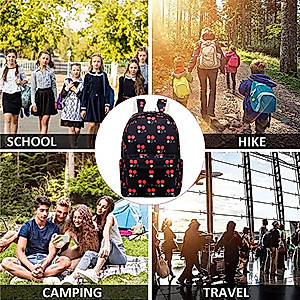 Joyfulife Backpack for Girls School Bags Kids Bookbags Teen Girls Backpacks with Lunch Box Pencil Bags Travel Daypack (Cherry Black)