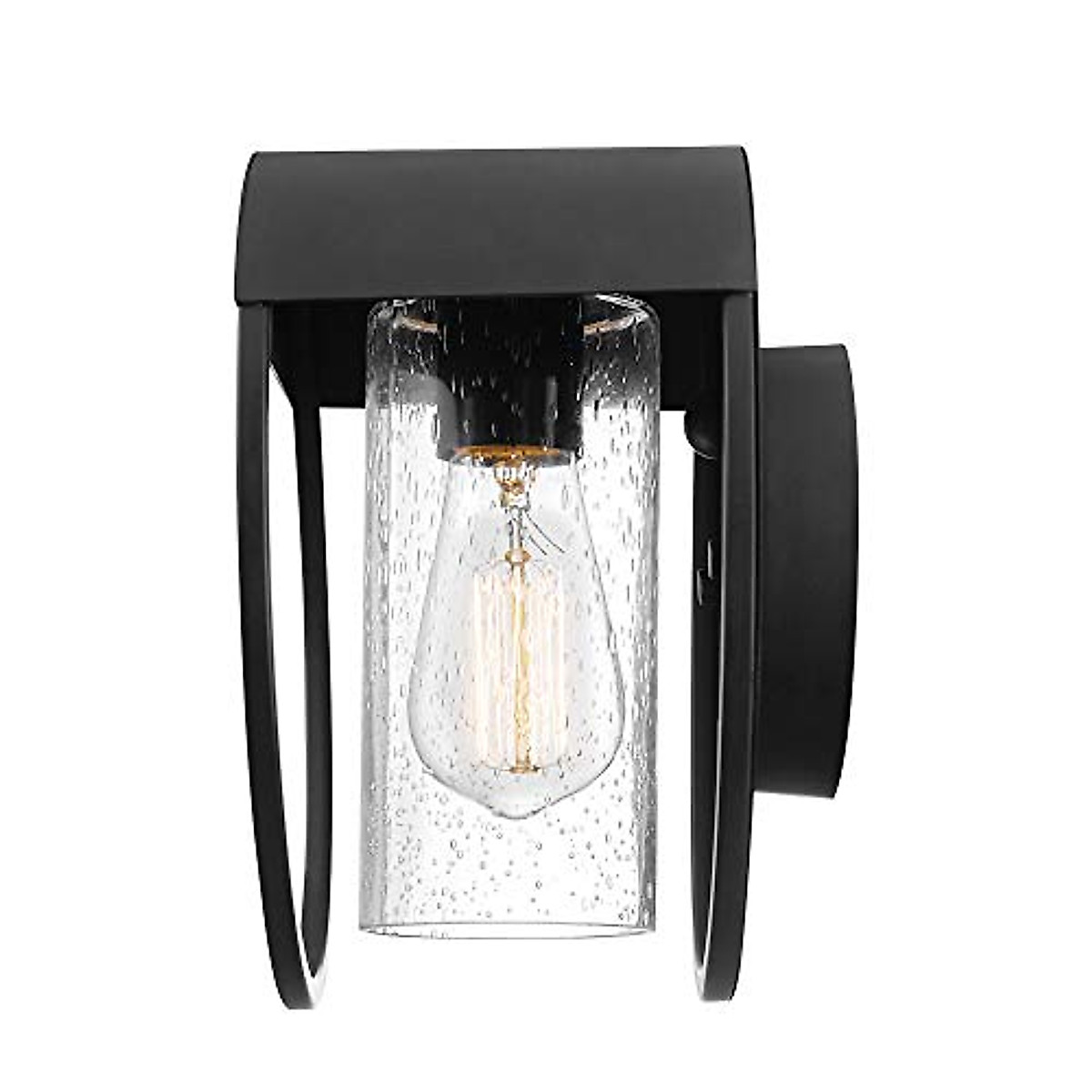 Globe Electric 44335 1-Light Outdoor Indoor Wall Sconce, Matte Black, Seeded Glass Shade, Outdoor Lighting, Outdoor Light Fixture, Front Porch Décor, Weatherproof, Bulb Not Included