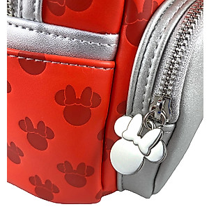 Loungefly Disney Minnie Mouse Red and Silver Womens Double Strap Shoulder Bag Purse