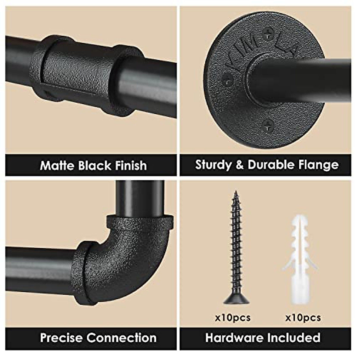 UlSpeed Clothes rack, 38.4in Wall Mounted Industrial Pipe Clothing Rack, Garment Rack Space Saver Hanging Clothes Rack, Heavy Duty Detachable Wall Racks, Multi-Purpose Hanging Rack for Closet, 1 Pack