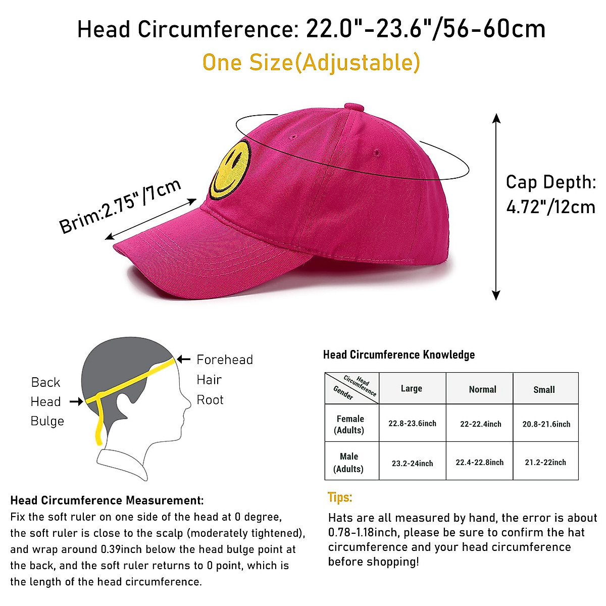 SONMONY Smiley Face Trucker Hat Adjustable Dad Hat for Men Women Baseball Caps Cute Unstructured Smile Embroidered Hat